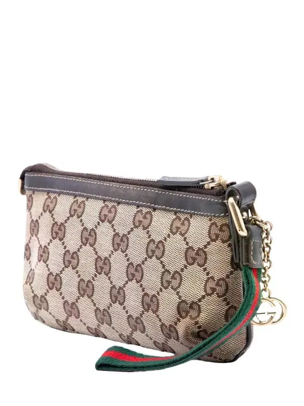 Gucci Gg Canvas Web Jolicoeur Wristlet Pouch - Neutrals