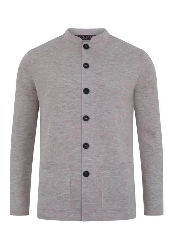 PAUL JAMES KNITWEAR Extra Fine Merino Wool Knitted Nehru Jacket - Orange