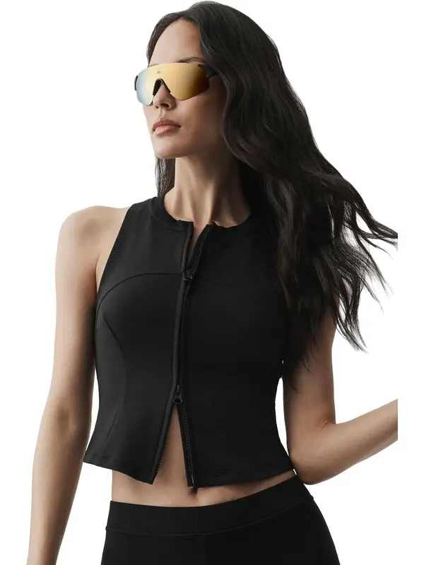 Alo Yoga Soft Level Up Full Zip Tank Top - Black