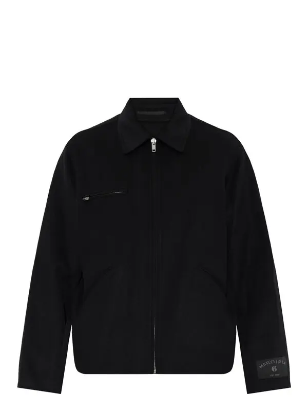 MAISON MARGIELA Wool Zip-up Jacket With Classic Collar - Black