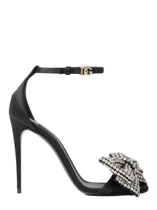 Dolce & Gabbana Embellished Satin Ankle Strap Pumps - Black