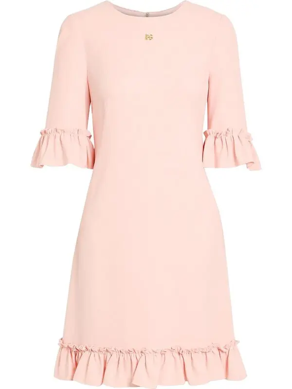 Dolce & Gabbana Ruffled Crepe Mini Dress - Blush