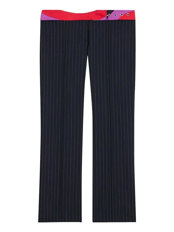 Emilio Pucci Silk-trimmed Pinstriped Wool-blend Flared Pants - Black