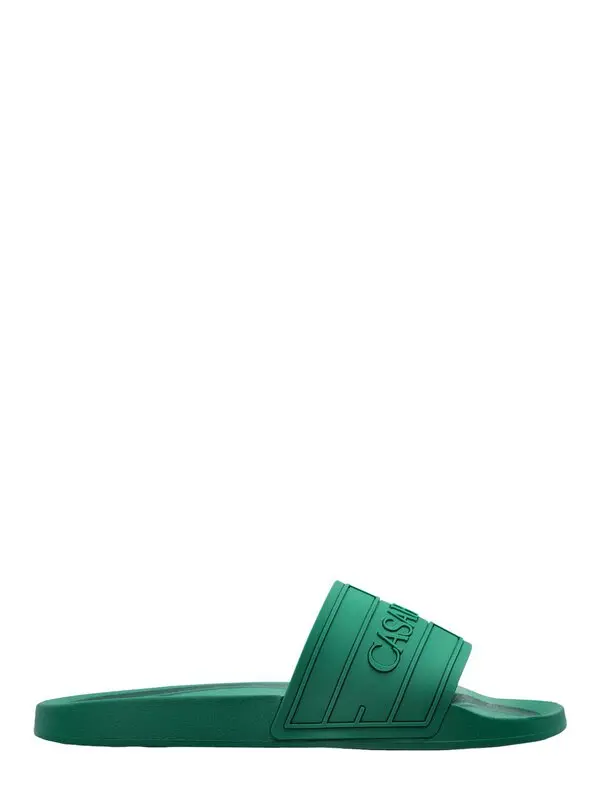 Casablanca Rubber Slides With Embossed Logo - Green