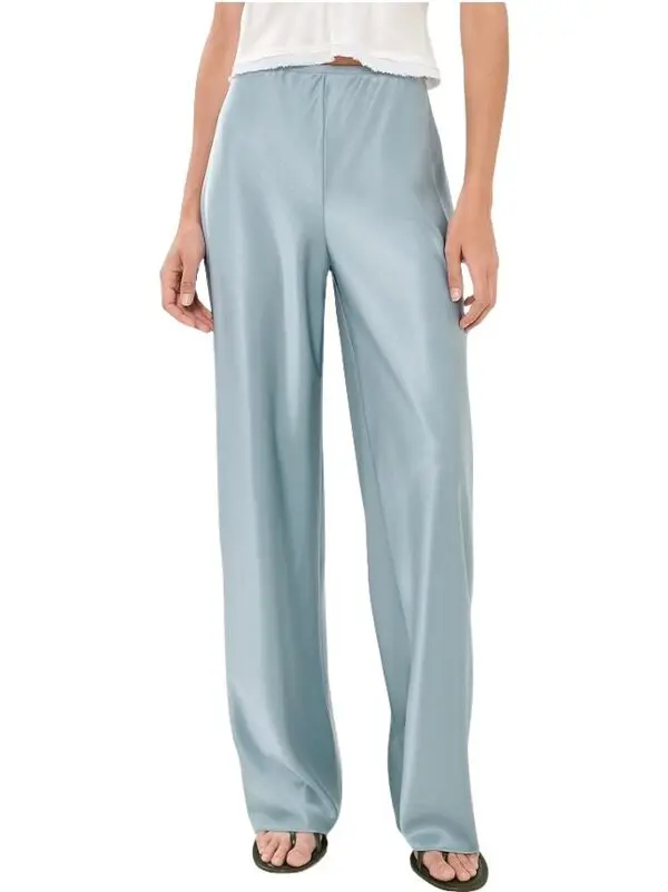 REFORMATION Anine Bing Gale Satin Mid-rise Bias Pant - Turquoise