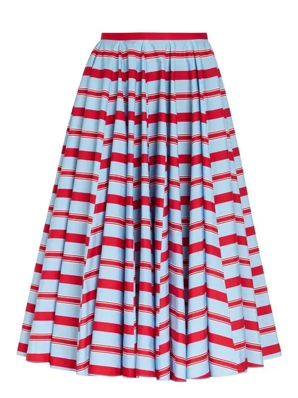 EMILIA WICKSTEAD Eglantine Striped Cotton-poplin Midi Skirt - Multicoloured