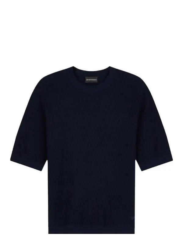 Emporio Armani Chevron Jacquard Knit Sweater - Blue