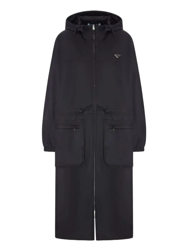 Prada Re-nylon Zip-up Hooded Raincoat - Black
