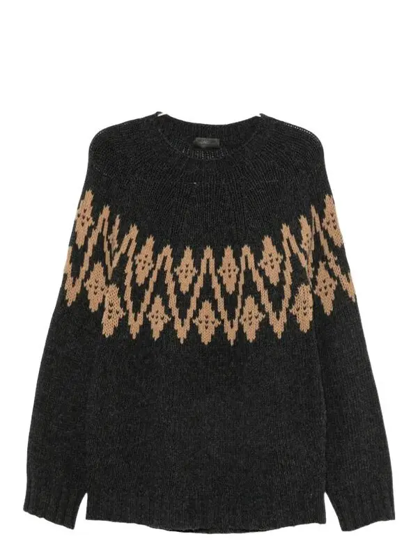 DONDUP Long-sleeved Knitwear With Geometric Pattern - Black