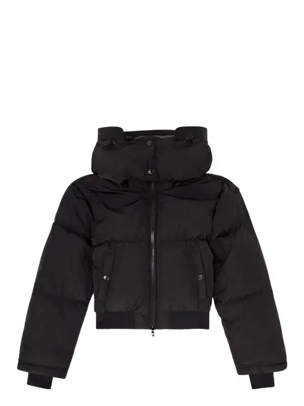 DIESEL® Wrinkled Nylon Down Puffer Jacket With Detachable Hood - Black