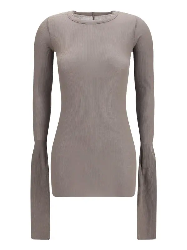Rick Owens Ribbed Long Sleeve Top - Gray