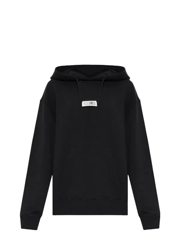 MAISON MARGIELA Long Sleeve Hooded Sweatshirt With Front Logo - Black