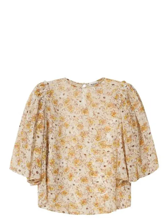 Isabel Marant Étoile Floma Floral Printed Chiffon Blouse - Light Tan