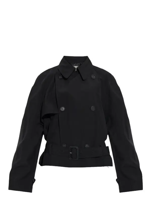 MAISON MARGIELA Belted Wool Blend Cropped Jacket - Anthracite