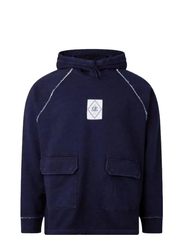 C.P. COMPANY Raglan-sleeve Hoodie With Contrast Stitching - Black