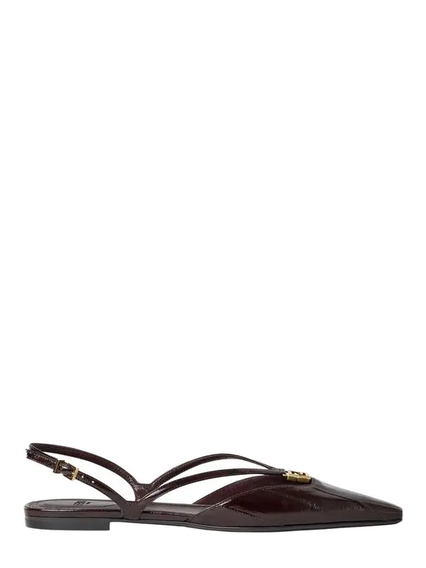 Fendi Ffold Square-toe Slingback Flats - Brown