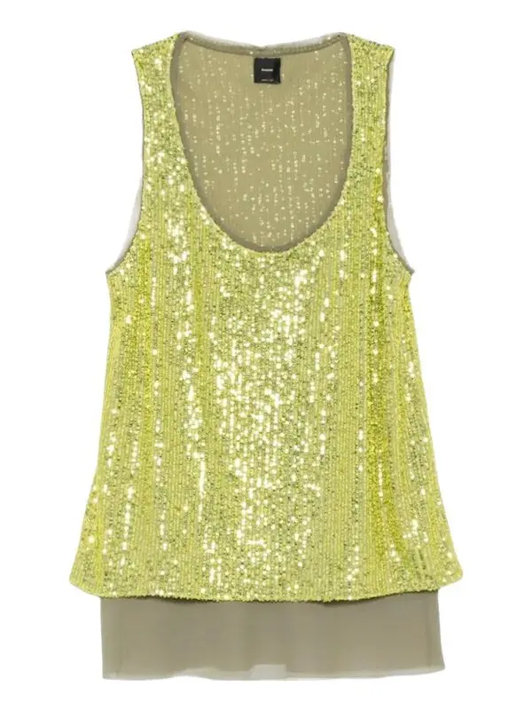 Pinko Sleeveless Sequin Embellished Vest Top - Green