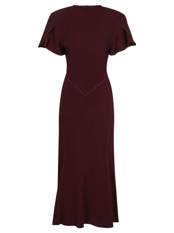 Victoria Beckham Pleated V-neck Dress - Brown
