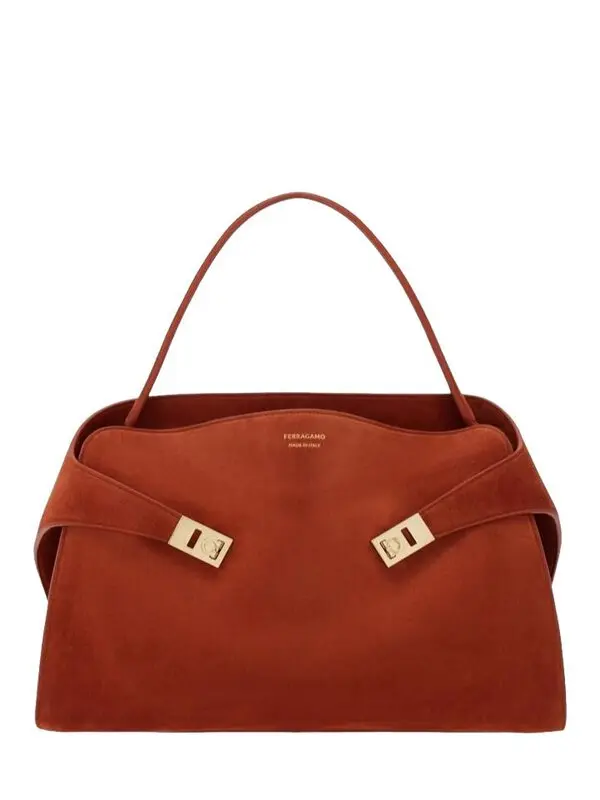 FERRAGAMO Soft Hug Shoulder Bag - Brick