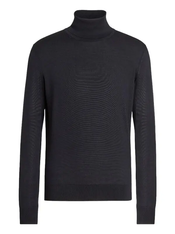 Zegna Cashmere And Silk Blend Turtleneck Sweater - Black