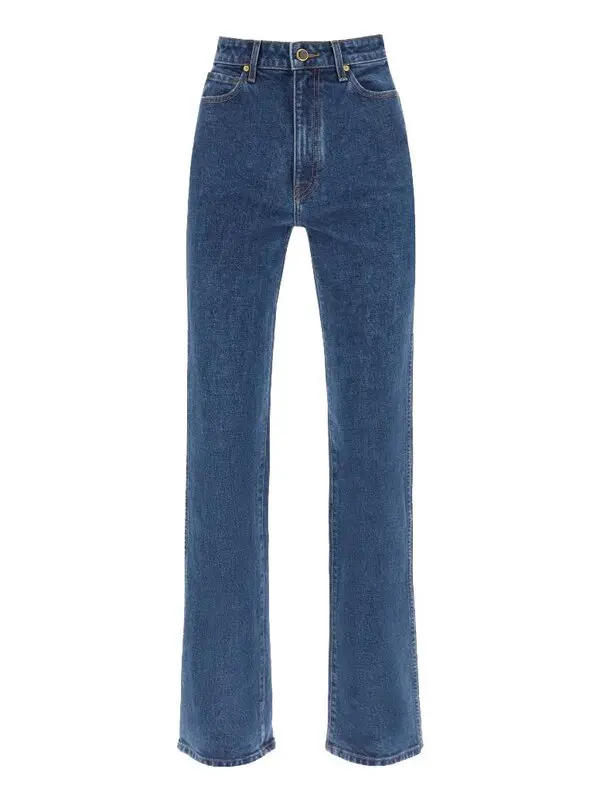 Khaite Danielle High Waist Straight Leg Jeans - Blue