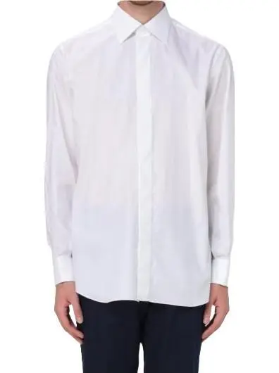 Brioni Pointed-collar Twill Shirt - White