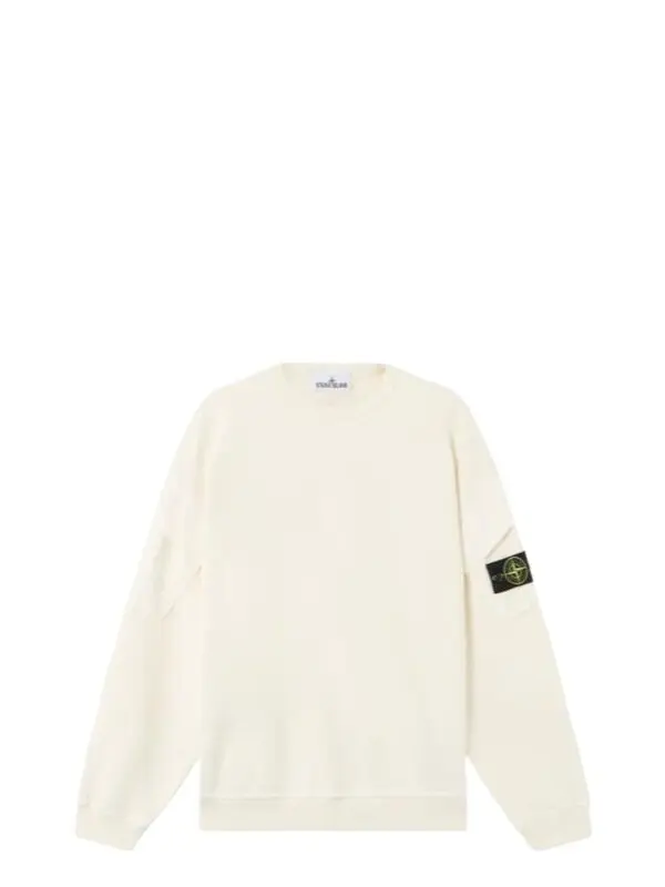 Stone Island Logo Patch Crewneck Sweatshirt - Ivory