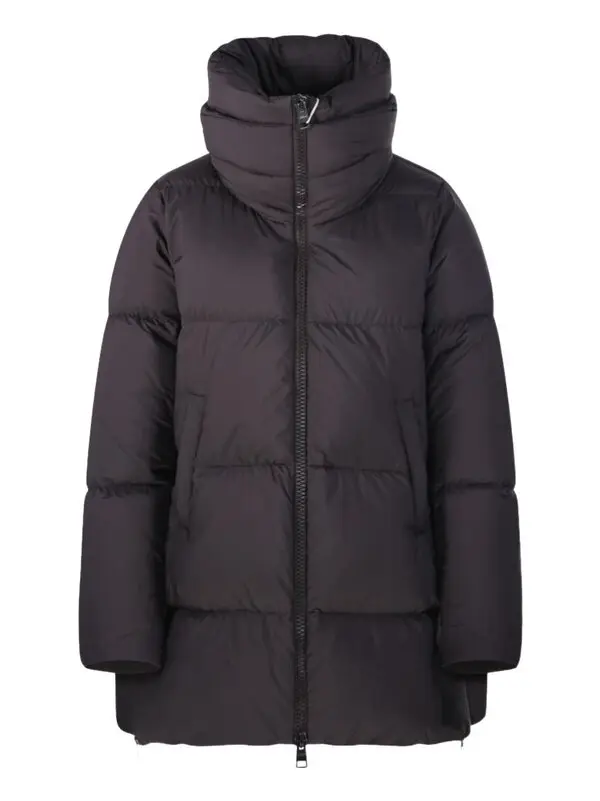 Herno High Neck Zip-up Quilted Coat - Black