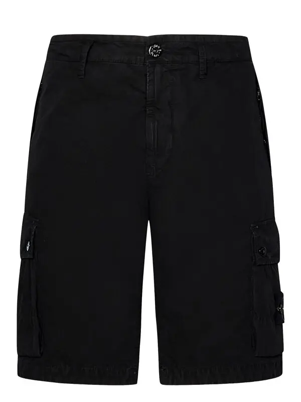 Stone Island Logo Patch Cargo Shorts - Black