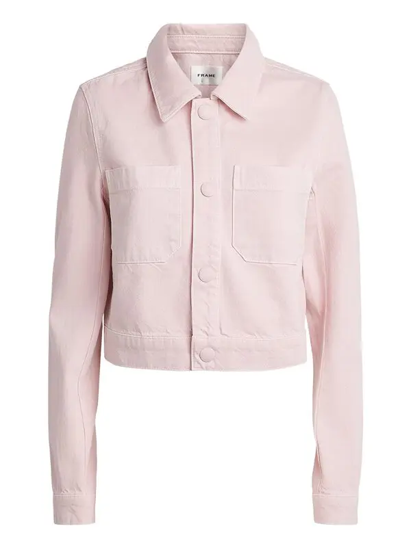 FRAME Cropped Denim Jacket - Pink