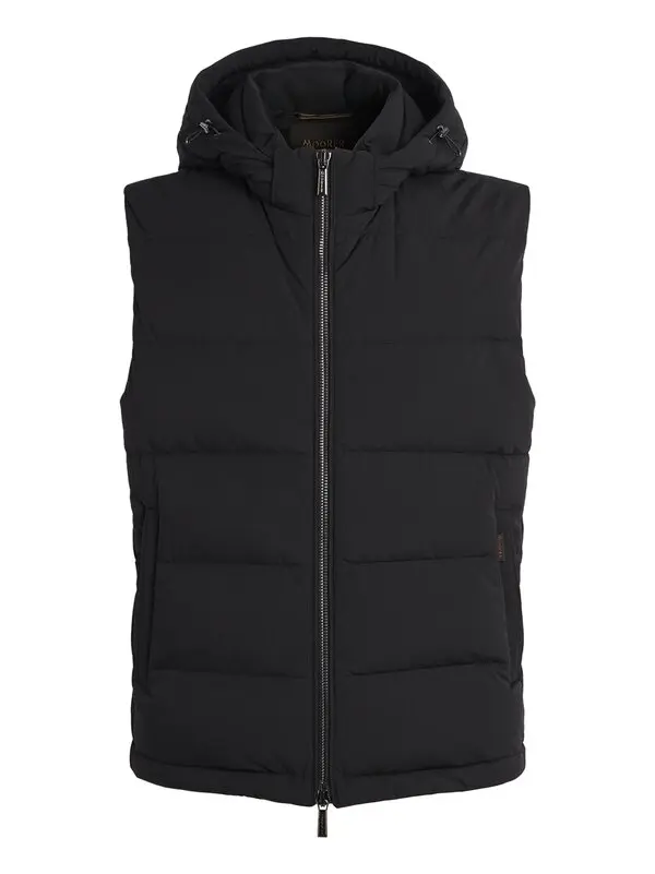 MOORER Quilted Hooded Gilet - Black