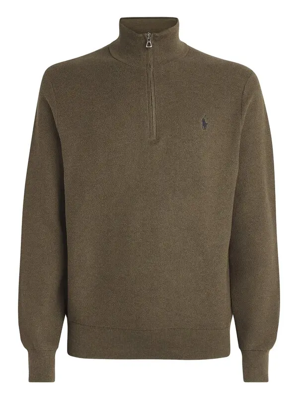 Polo Ralph Lauren Cotton Quarter-zip Sweater - Green