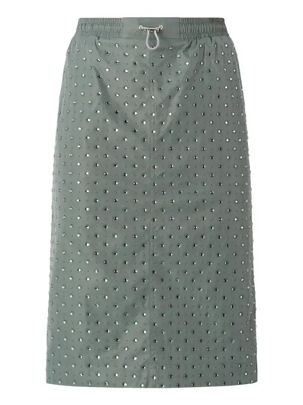 Pinko Alona Embellished Drawstring Midi Skirt - Gray