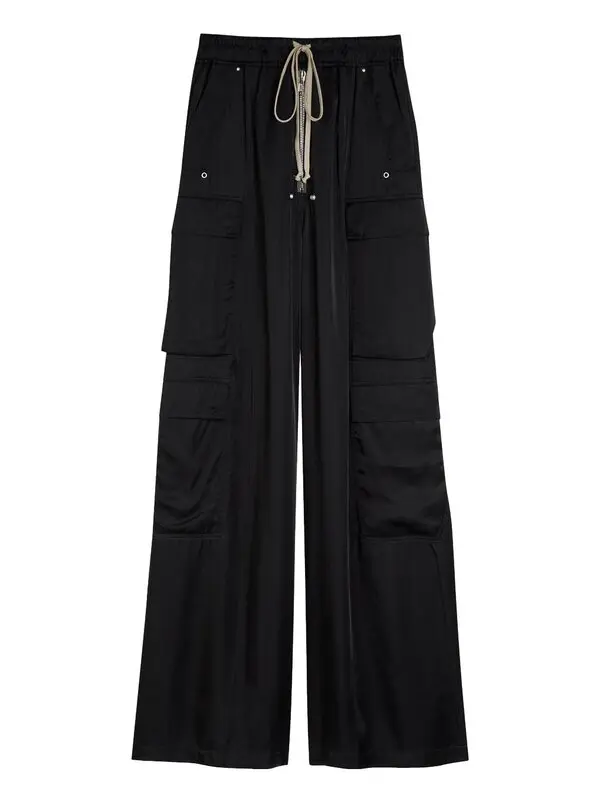 Rick Owens Wide-leg Satin Cargo Trousers - Black