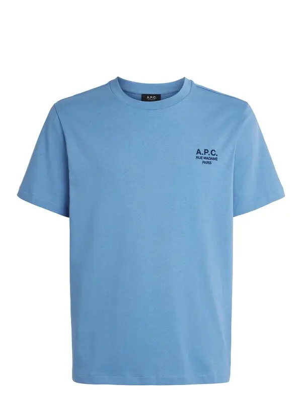 A.p.c. Cotton Rue Madame Logo T-shirt - Blue