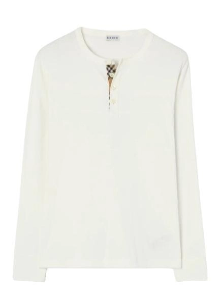 Burberry Long Sleeved Crewneck T-shirt - Chalk