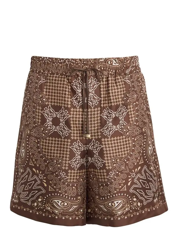 Amiri Silk Bandana Print Shorts - Brown