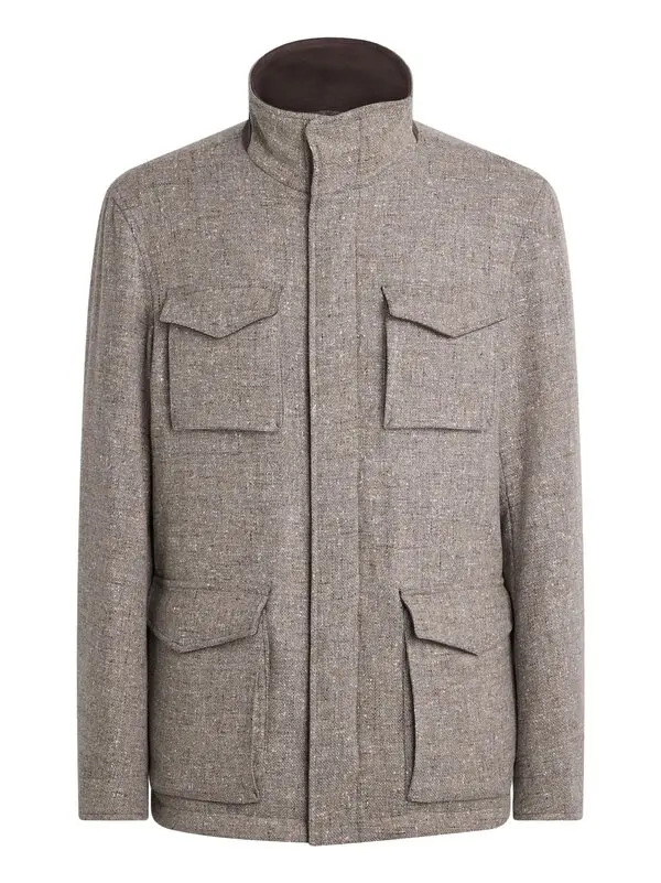 Herno Virgin Wool High-neck Utility Jacket - Brown