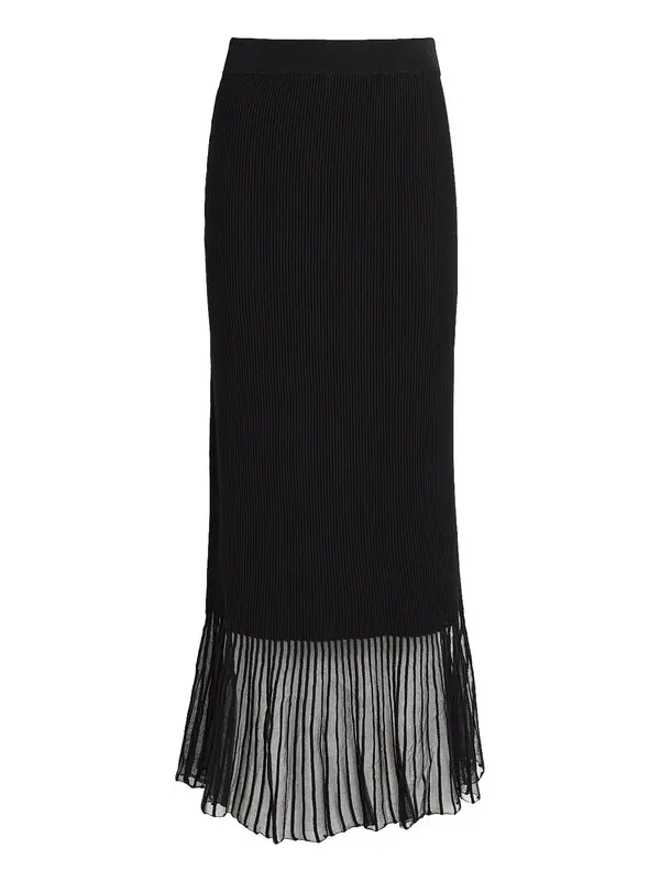 Claudie Pierlot Rib-knit Maxi Skirt With Sheer Hem - Black