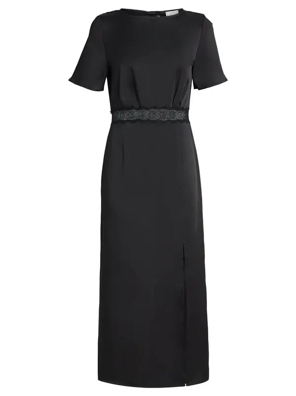 Claudie Pierlot Satin Lace-waist Midi Dress - Black