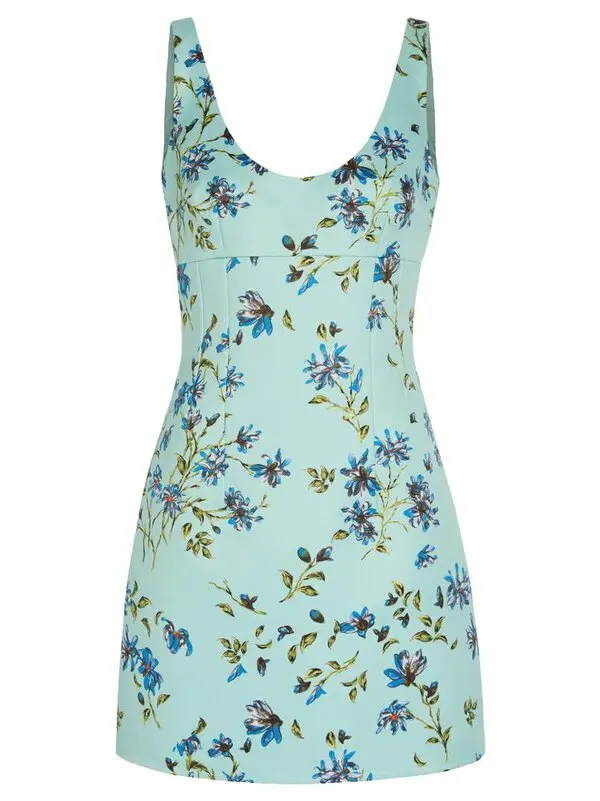 EMILIA WICKSTEAD Floral Print Faille Mini Dress - Blue