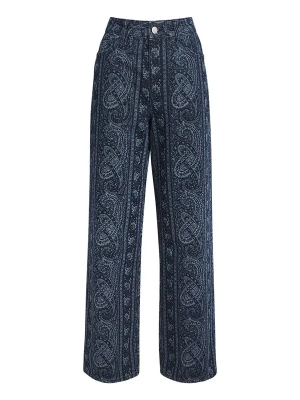 Claudie Pierlot Paisley Print Straight Leg Jeans - Blue