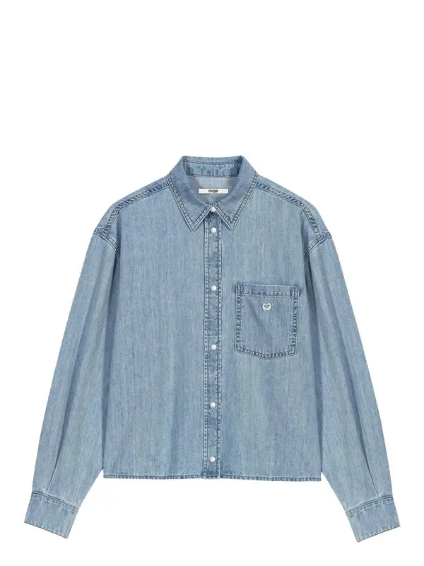 Maje Denim Logo Shirt - Blue