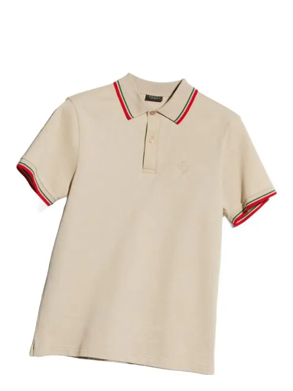 Gucci Logo Embroidered Short-sleeved Polo Shirt - Light Beige