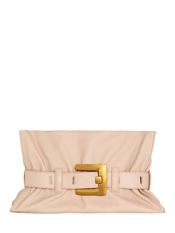 Balmain Calfskin Anthem Medium Bag - Beige