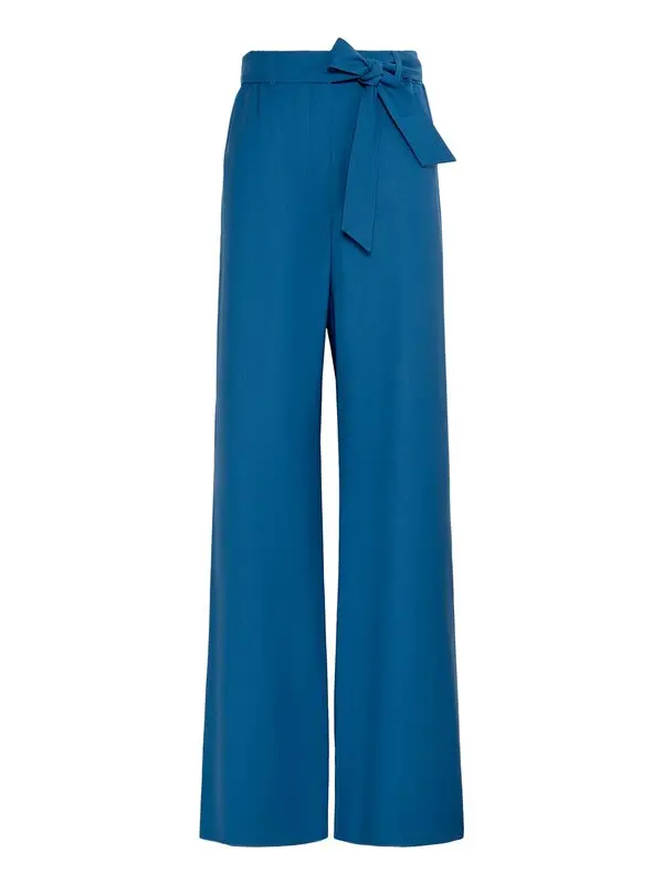 Max Mara Virgin Wool Wide-leg Trousers - Navy