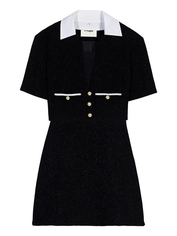 Maje Tweed Mini Dress - Black