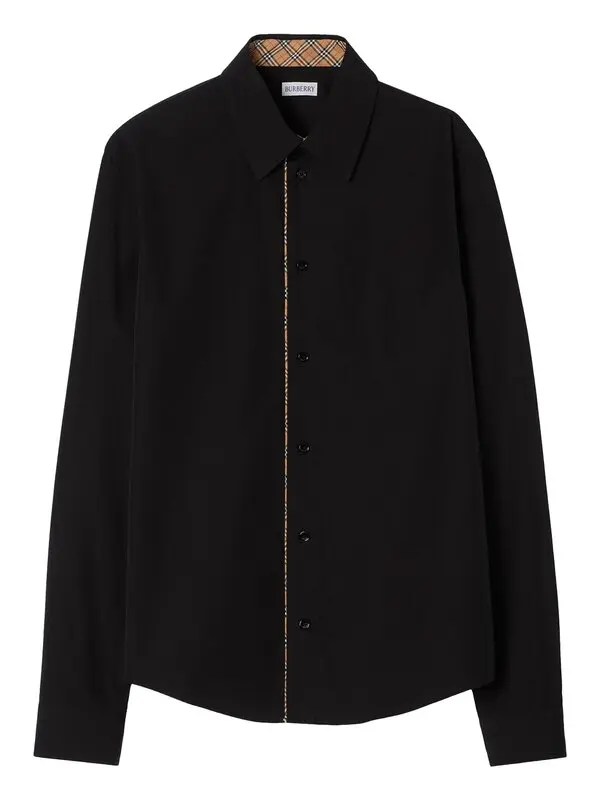 Burberry Cotton Check-trimmed Shirt - Black