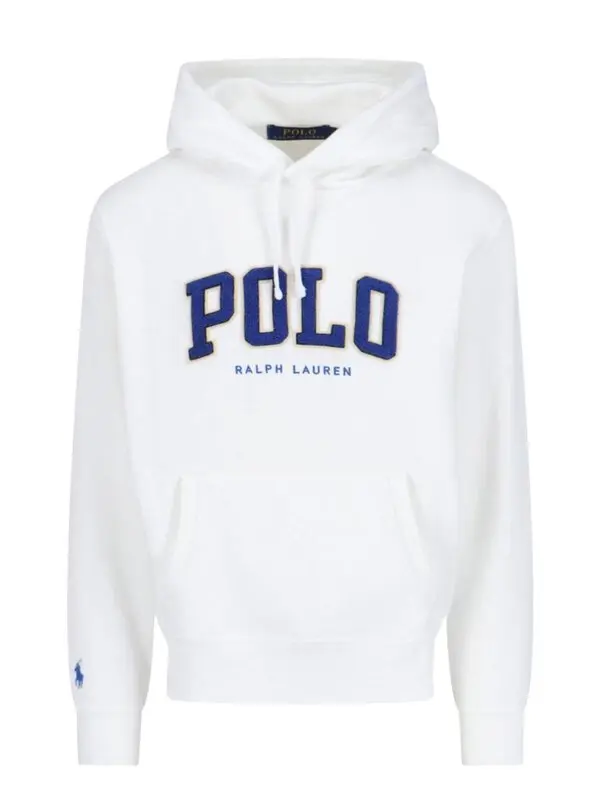 Polo Ralph Lauren Logo-flocked Drawstring Hoodie - White