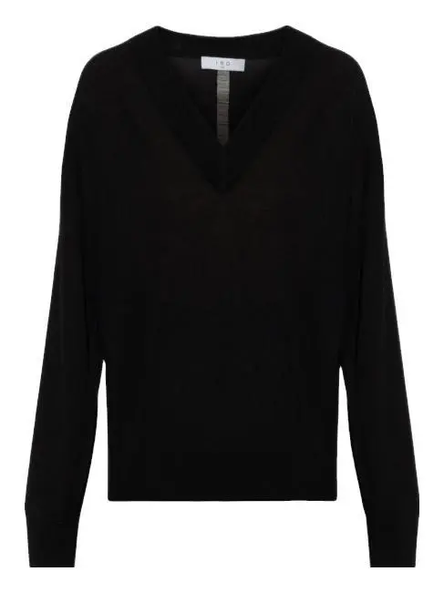 IRO PARIS Long-sleeved V-neck Pullover - Black